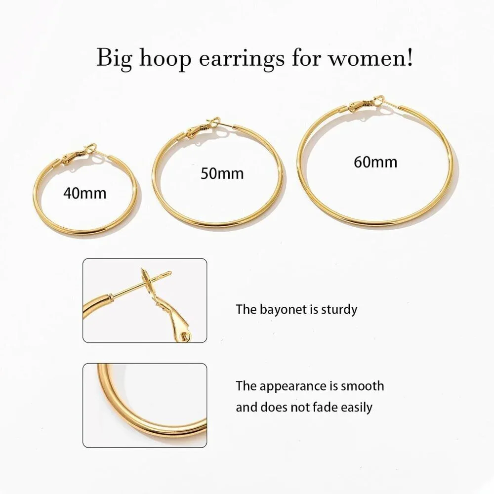 Jewelry | Gold And Silver Stainless Steel Hoop Earrings For Women 3 ...